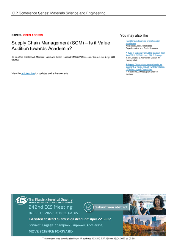 (PDF) Supply Chain Management (SCM) – Is it Value Addition towards ...