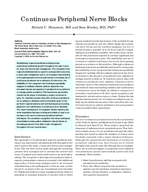 (PDF) Continuous Peripheral Nerve Blocks | Scott Ball - Academia.edu