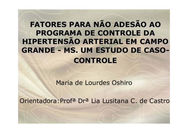(PDF) Fatores para não-adesão ao programa de controle da hipertensão ...