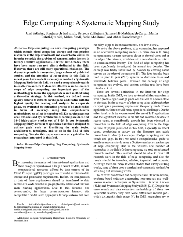(PDF) Edge Computing: A Systematic Mapping Study