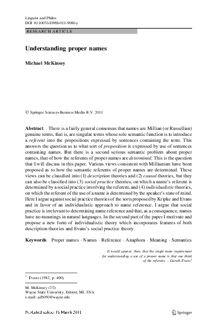 (PDF) Understanding proper names