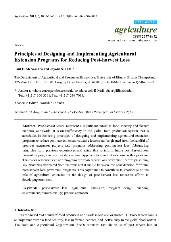 (PDF) Principles of Designing and Implementing Agricultural Extension ...