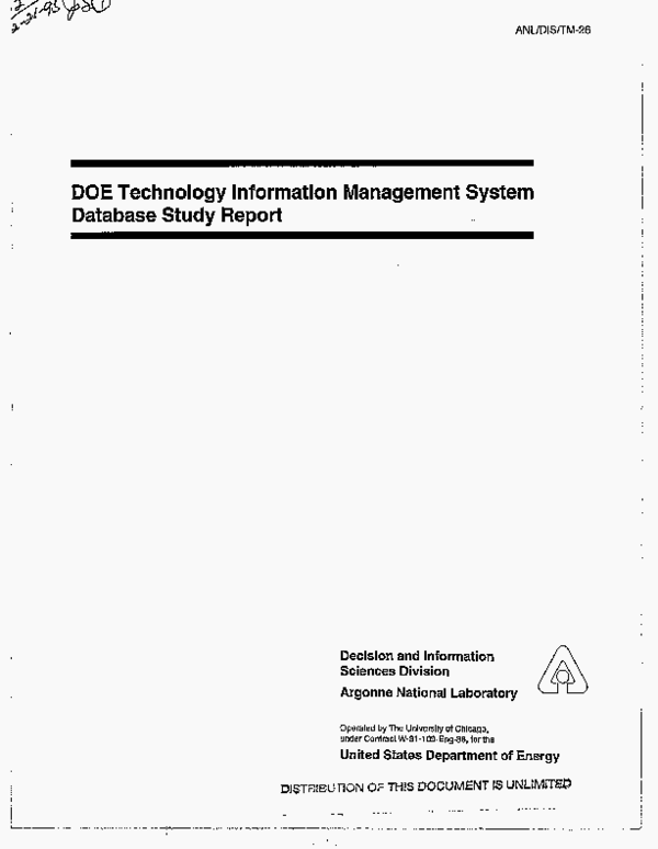 (PDF) DOE technology information management system database study report