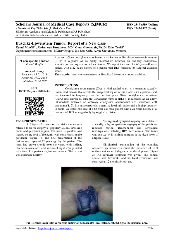 (PDF) Buschke-Löwenstein Tumor: Report of a New Case