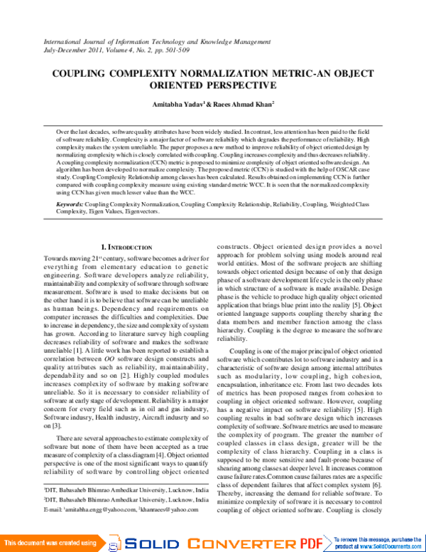 (PDF) Coupling Complexity Normalization Metric-An Object Oriented Perspective