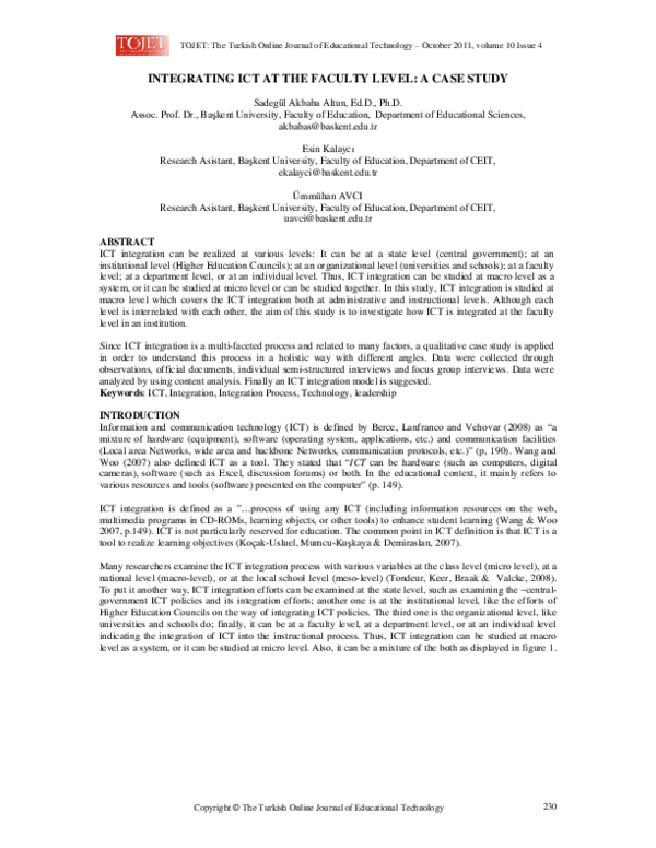 (PDF) Integrating Ict at the Faculty Level: A Case Study