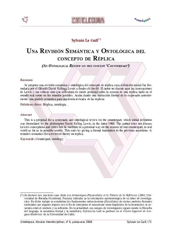(PDF) Una revisión semántica y ontológica del concepto de réplica