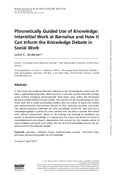 (PDF) Phronetic Knowledge in Social Work Practices