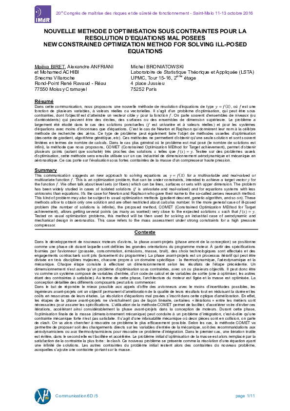 (PDF) Nouvelle méthode d'optimisation sous contraintes pour la ...