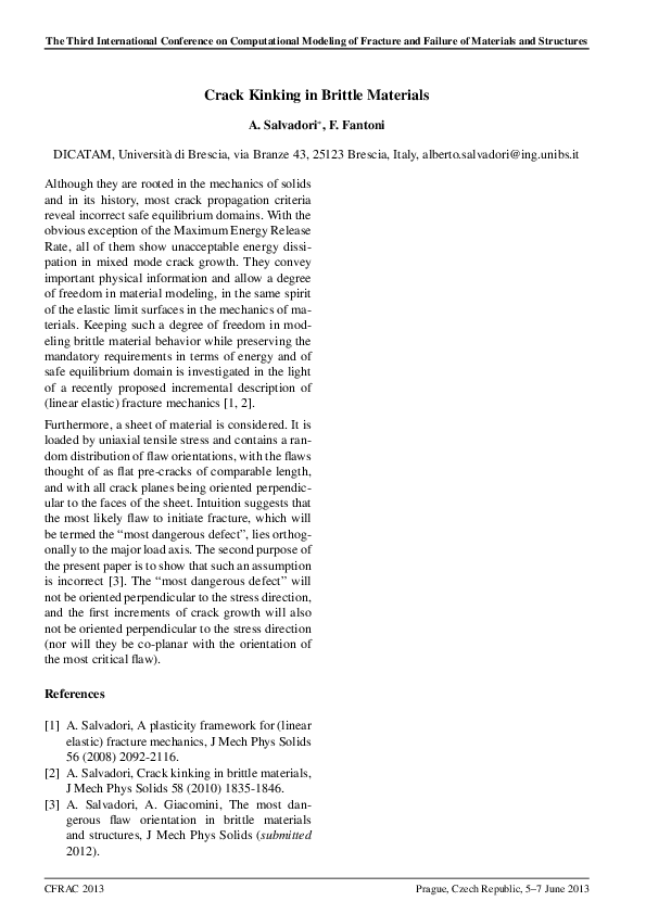 (PDF) Crack kinking in brittle materials
