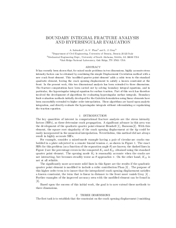 (PDF) Boundary integral fracture analysis and hypersingular evaluation