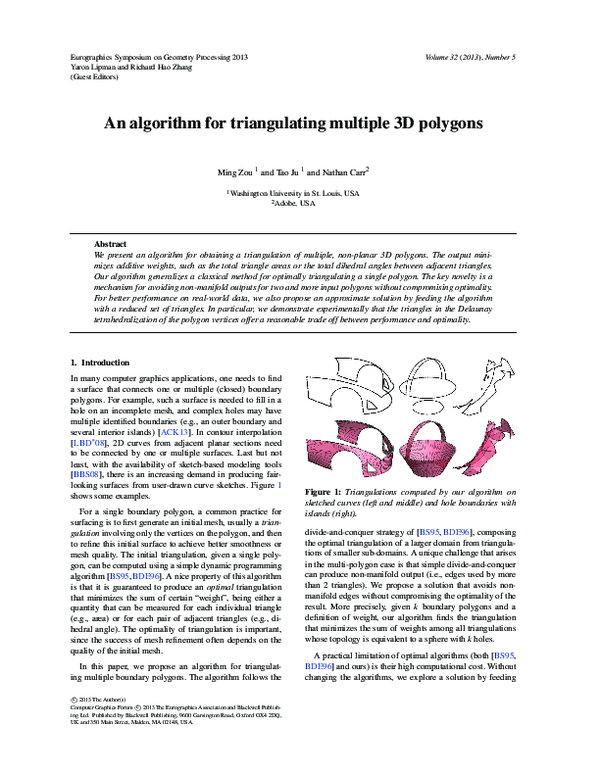 (PDF) An algorithm for triangulating multiple 3D polygons
