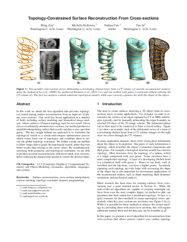 Pdf Topology Constrained Surface Reconstruction From Cross Sections Nathan Carr