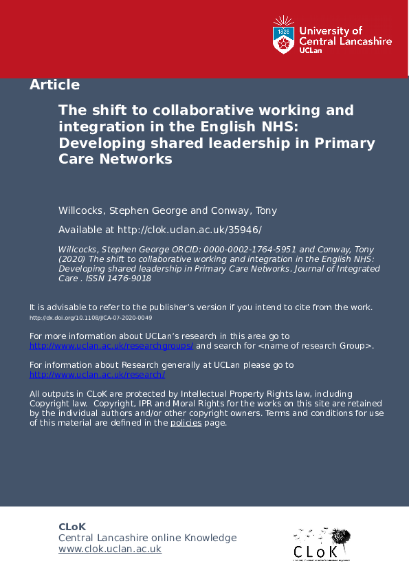 (PDF) The shift to collaborative working and integration in the English ...
