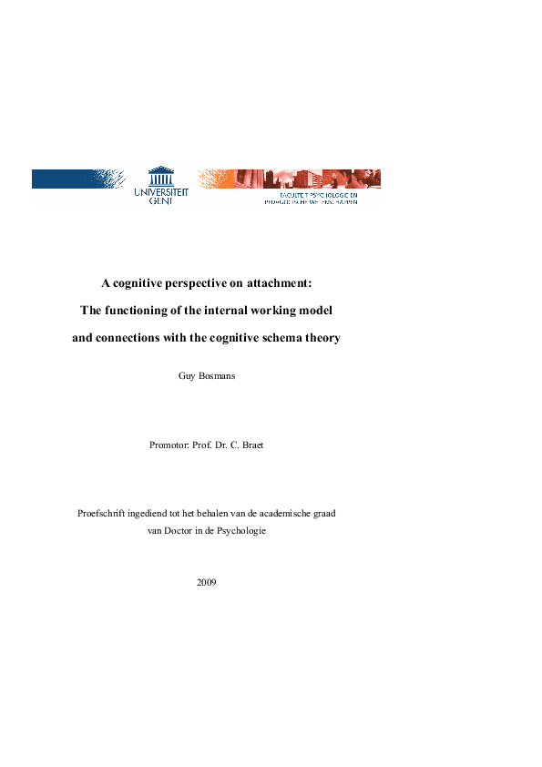 (PDF) A cognitive perspective on attachment: the functioning of the ...