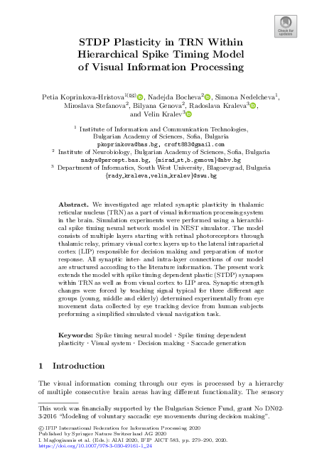 (PDF) STDP Plasticity in TRN Within Hierarchical Spike Timing Model of ...