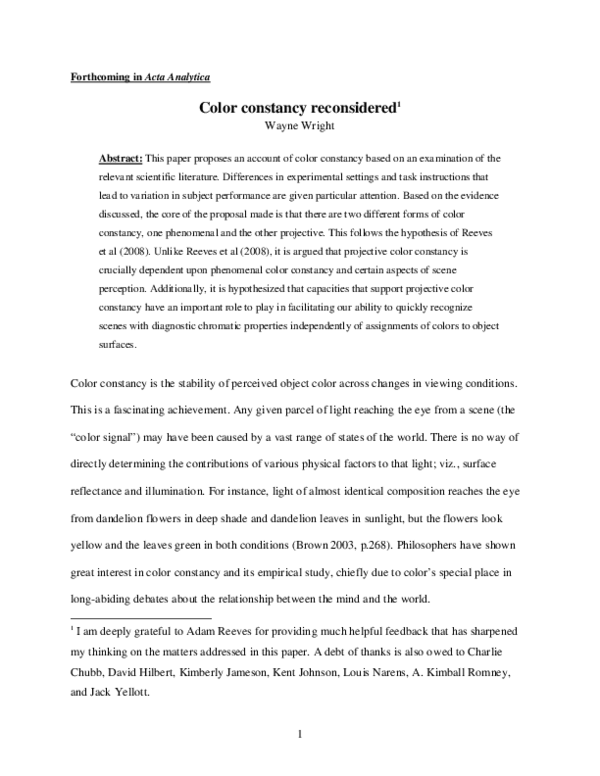 (PDF) Color Constancy Reconsidered