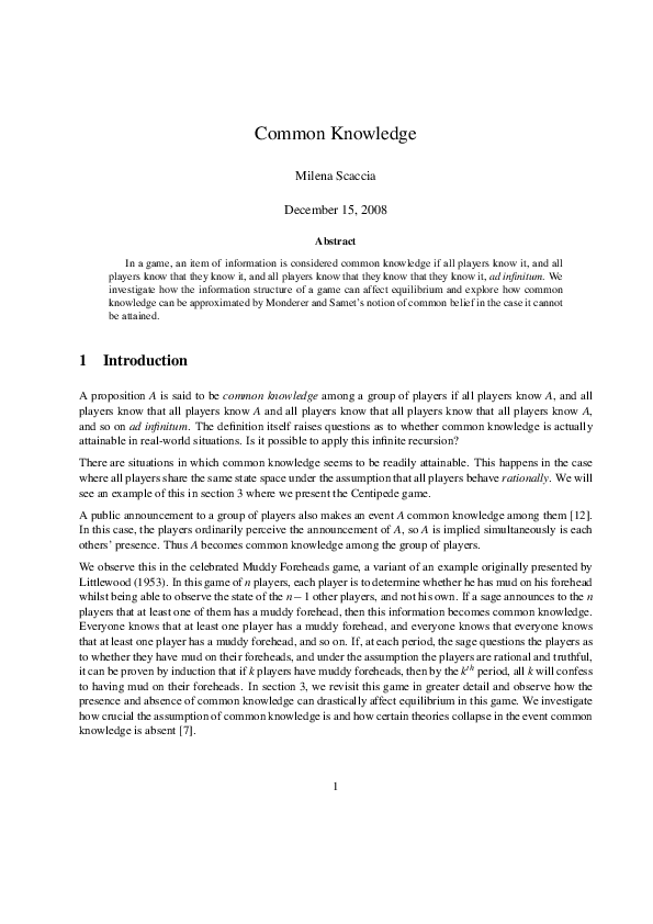 (PDF) Common Knowledge
