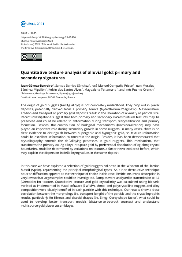 (PDF) Quantitative texture analysis of alluvial gold: primary and ...