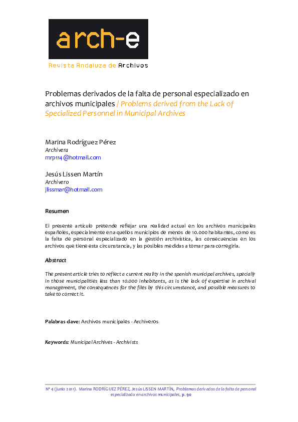 (PDF) Problemas derivados de la falta de personal especializado en ...