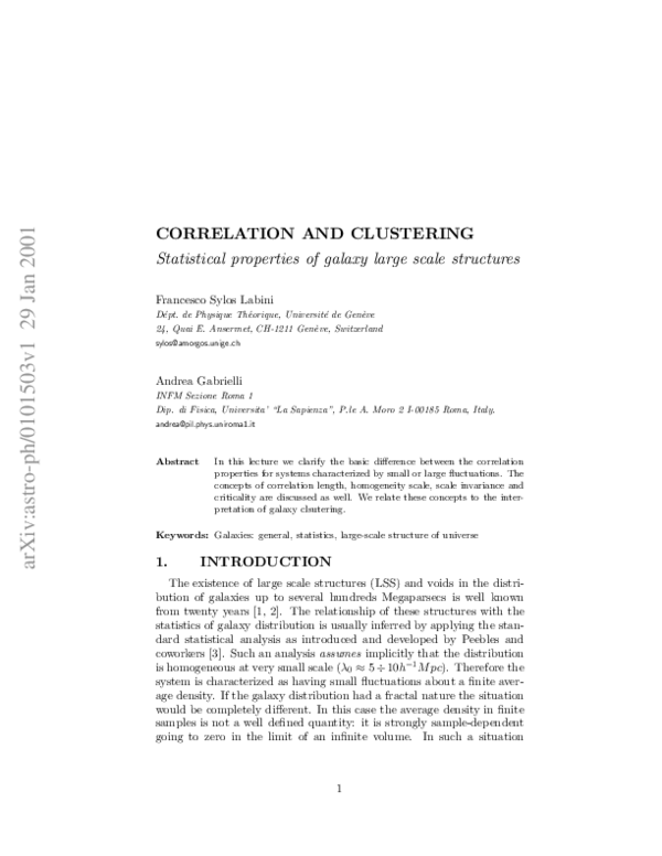 (PDF) Correlation and Clustering