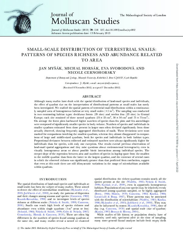 (PDF) Small-scale distribution of terrestrial snails: patterns of ...