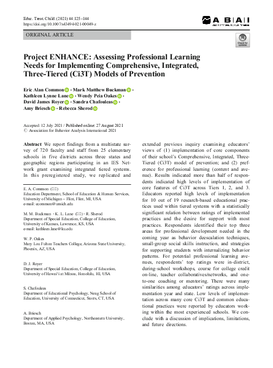 (PDF) Project ENHANCE: Assessing Professional Learning Needs for ...