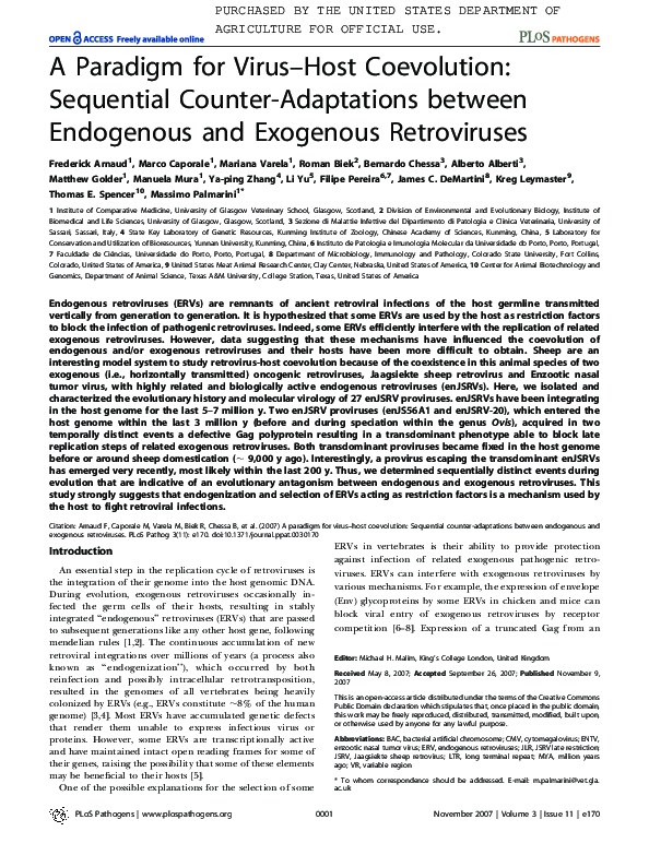 (PDF) A Paradigm for Virus–Host Coevolution: Sequential Counter ...