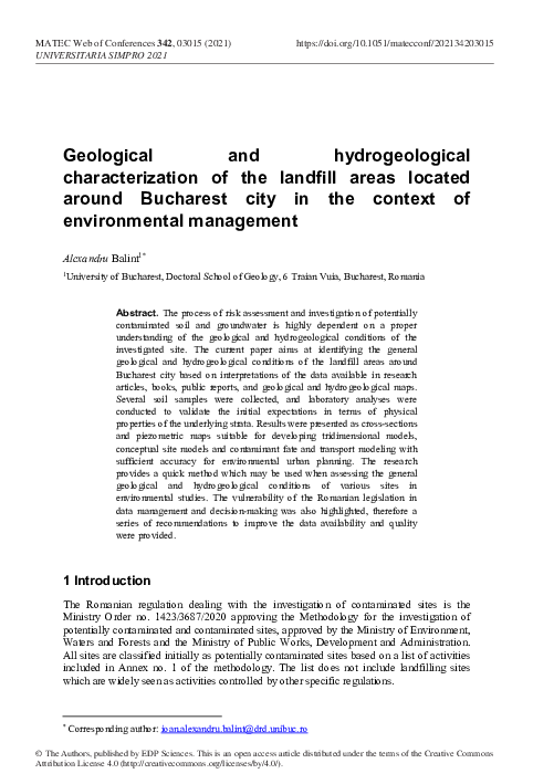 (PDF) Geological and hydrogeological characterization of the landfill ...