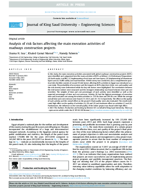 (PDF) Analysis of risk factors affecting the main execution activities ...