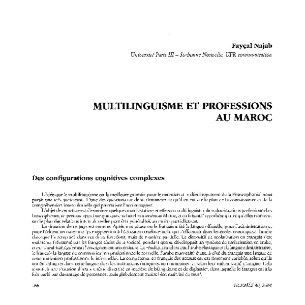 (PDF) Multilinguisme et professions au Maroc