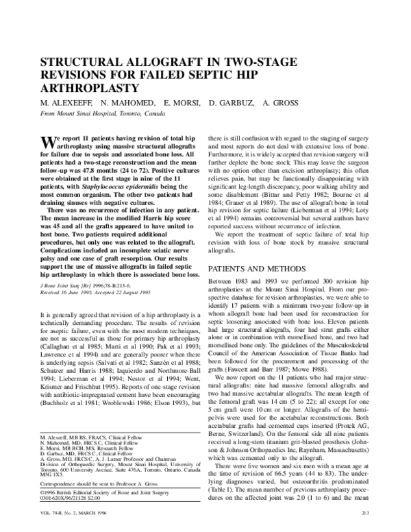 (PDF) Structural Allograft in Two-Stage Revisions for Failed Septic Hip ...