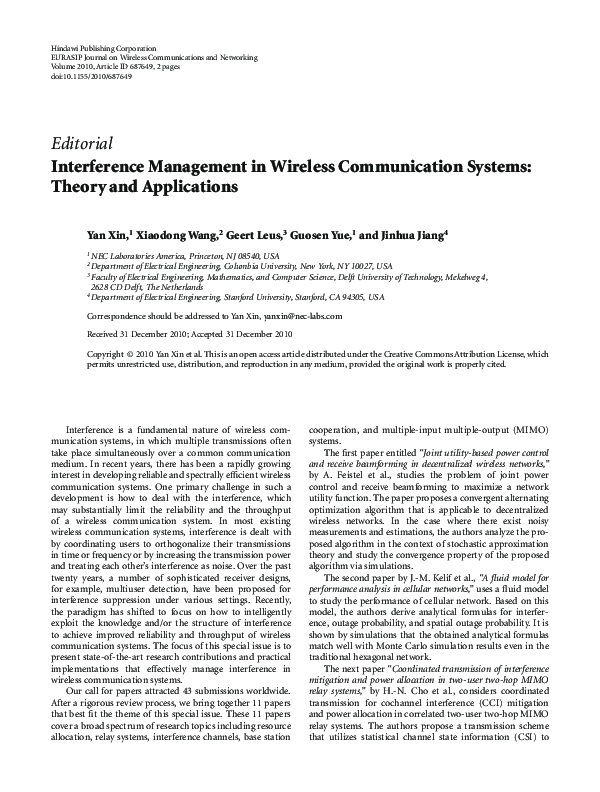 (PDF) Interference Management in Wireless Communication Systems: Theory ...