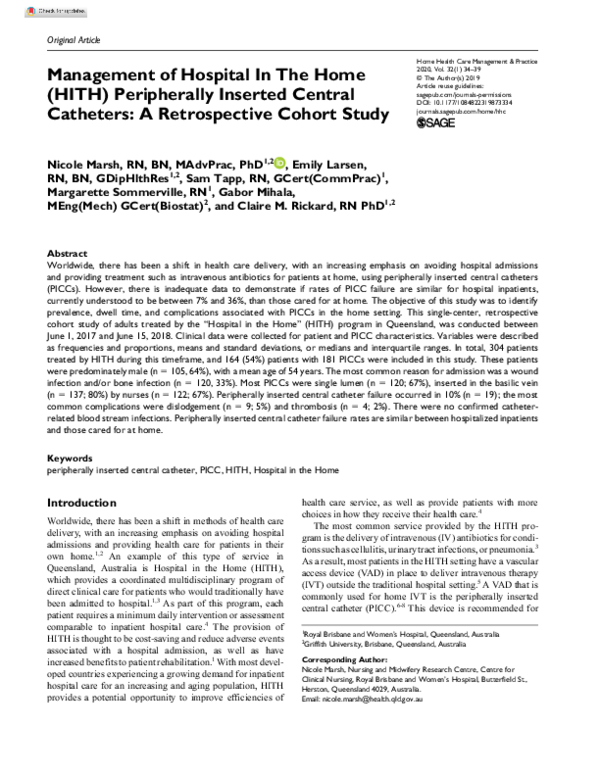 (PDF) Management of Hospital In The Home (HITH) Peripherally Inserted ...