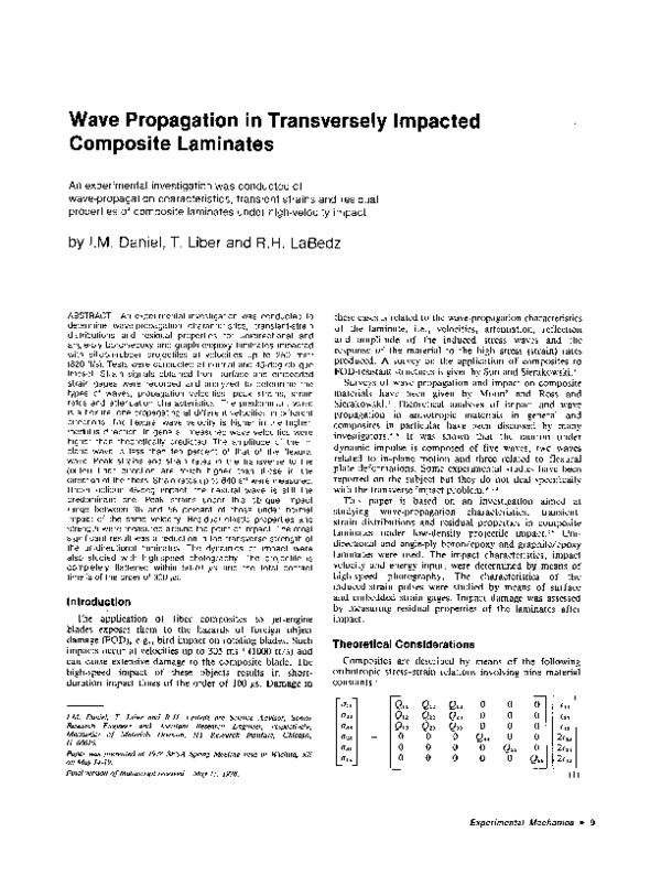 Pdf Wave Propagation In Transversely Impacted Composite Laminates