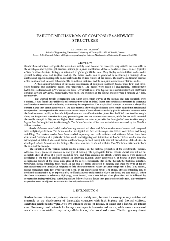 (PDF) Failure Mechanisms of Composite Sandwich Structures
