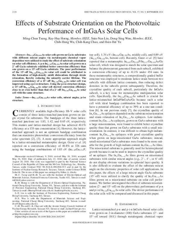 (PDF) Effects of Substrate Orientation on the Photovoltaic Performance ...