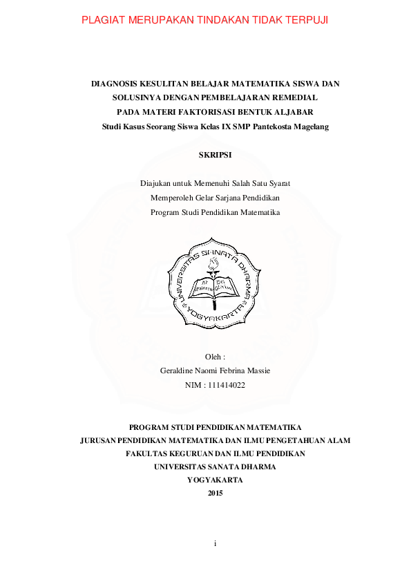 (PDF) Diagnosis kesulitan belajar matematika siswa dan solusinya dengan pembelajaran remedial ...