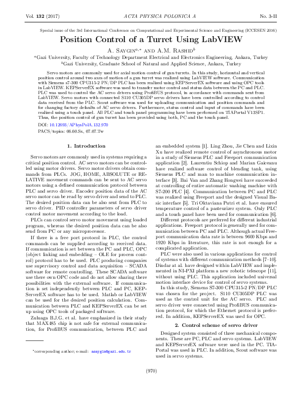 (PDF) Position Control of a Turret Using LabVIEW