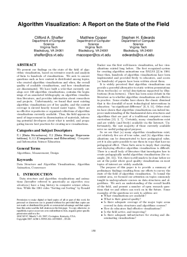 (PDF) Algorithm visualization (PDF) Algorithm visualization