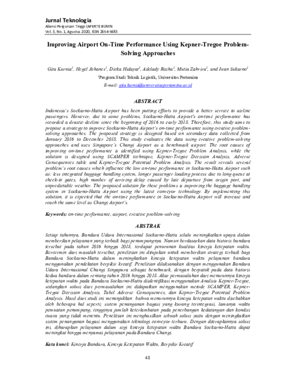 (PDF) Improving Airport On-Time Performance Using Kepner-Tregoe Problem ...