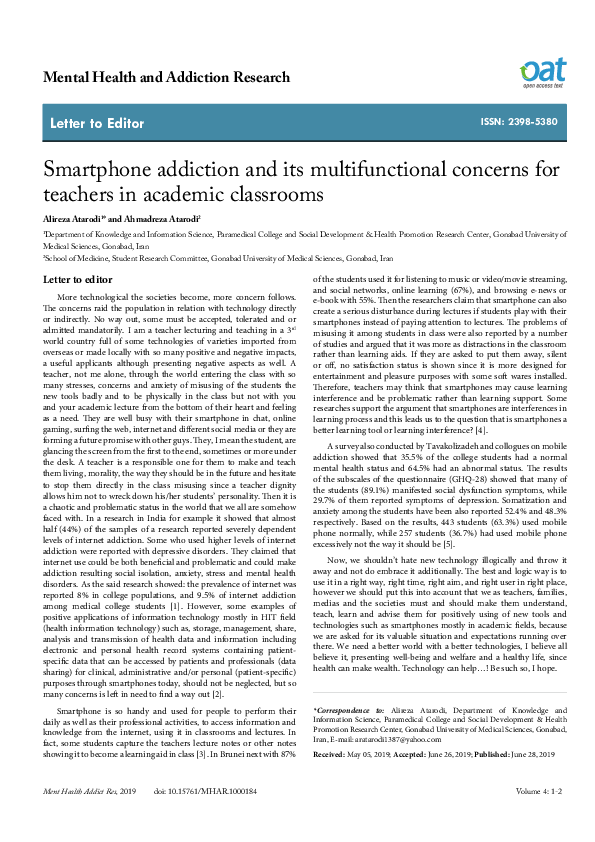 (PDF) Smartphone addiction and its multifunctional concerns for ...