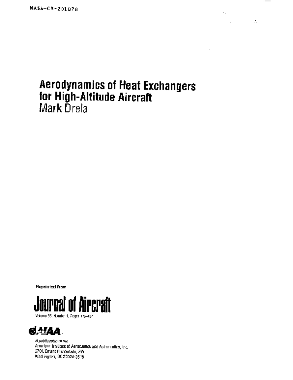 (PDF) Aerodynamics of heat exchangers for high-altitude aircraft