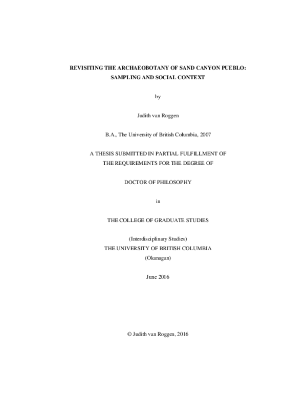 (PDF) Revisiting the archaeobotany of Sand Canyon Pueblo : sampling and ...