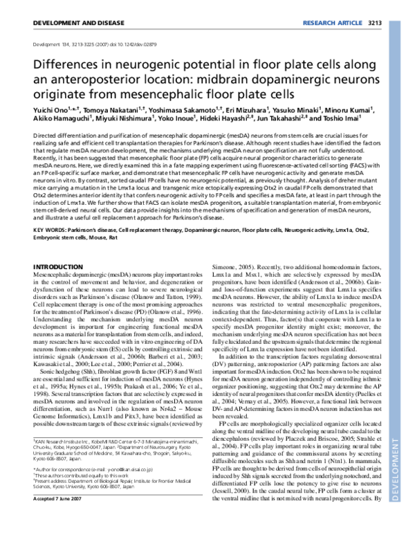 (PDF) Differences in neurogenic potential in floor plate cells along an ...