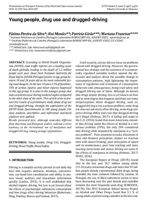(PDF) Young people, drug use and drugged-driving