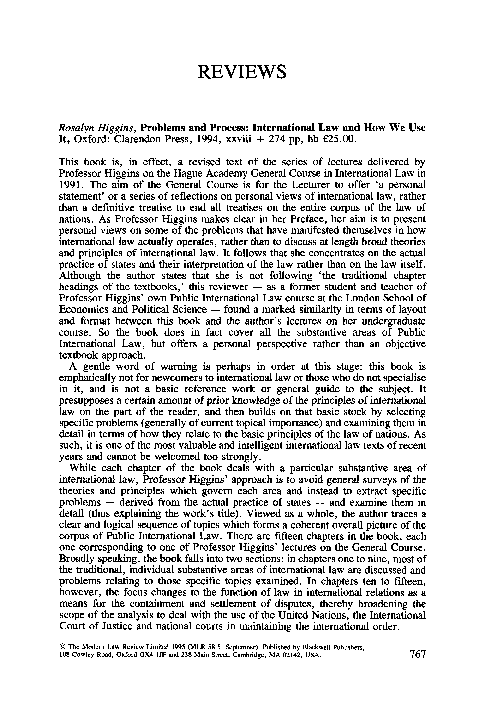 (PDF) Rosalyn Higgins, Problems and Process: International Law and How ...