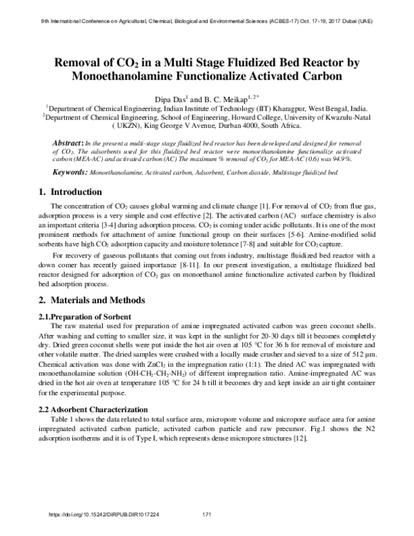 (PDF) Removal of CO2 in a Multi Stage Fluidized Bed Reactor by ...