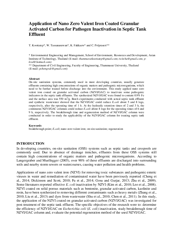 (PDF) Witchuda Tassanasuwan Application of Nano Zero Valent Iron Coated Granular Activated ...