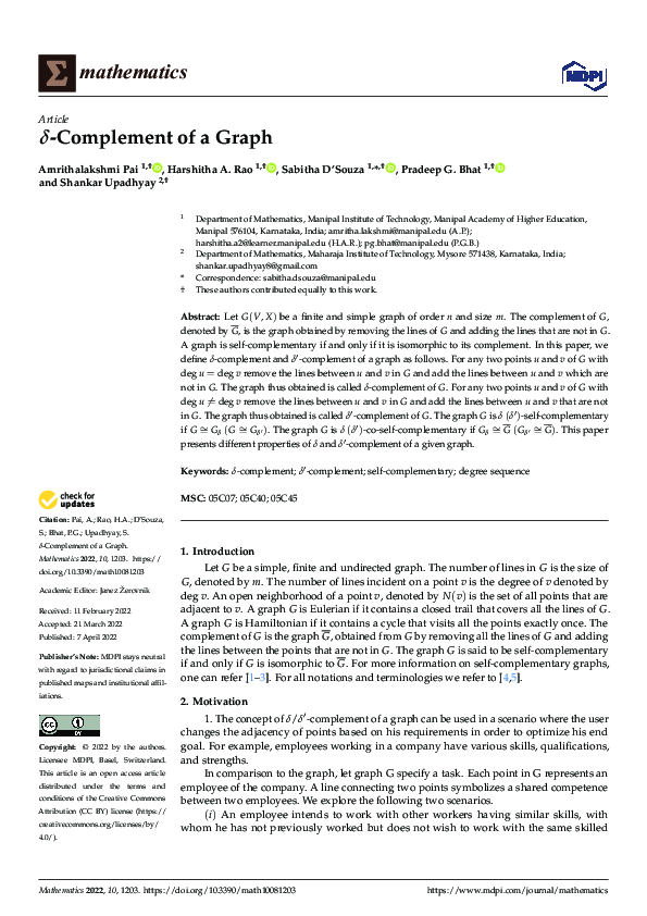 (PDF) δ-Complement of a Graph